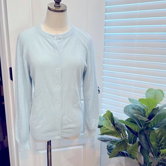 Designers Originals | Sweaters | Vintage Baby Blue Cardigan With Faux ...